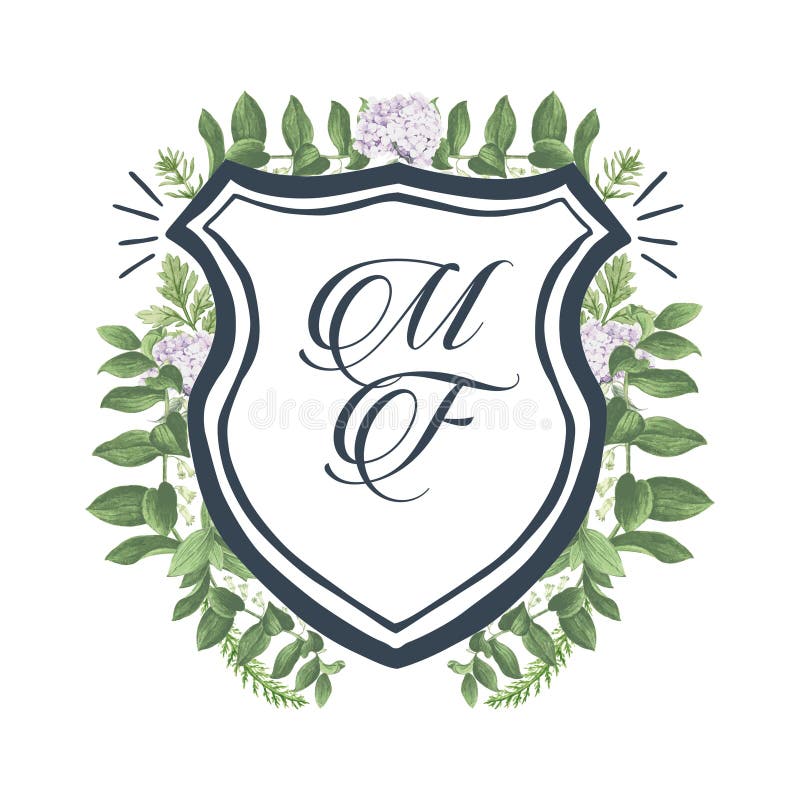 Watercolor Wedding Crest Stock Illustrations – 289 Watercolor Wedding ...