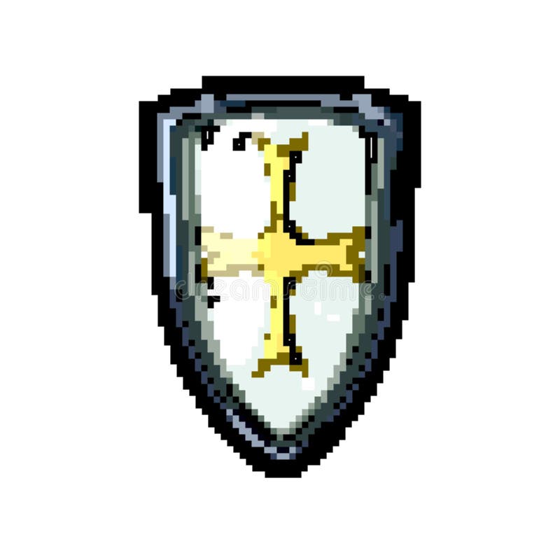 Crest Medieval Shield Game Pixel Art Vector Illustration Stock Vector ...