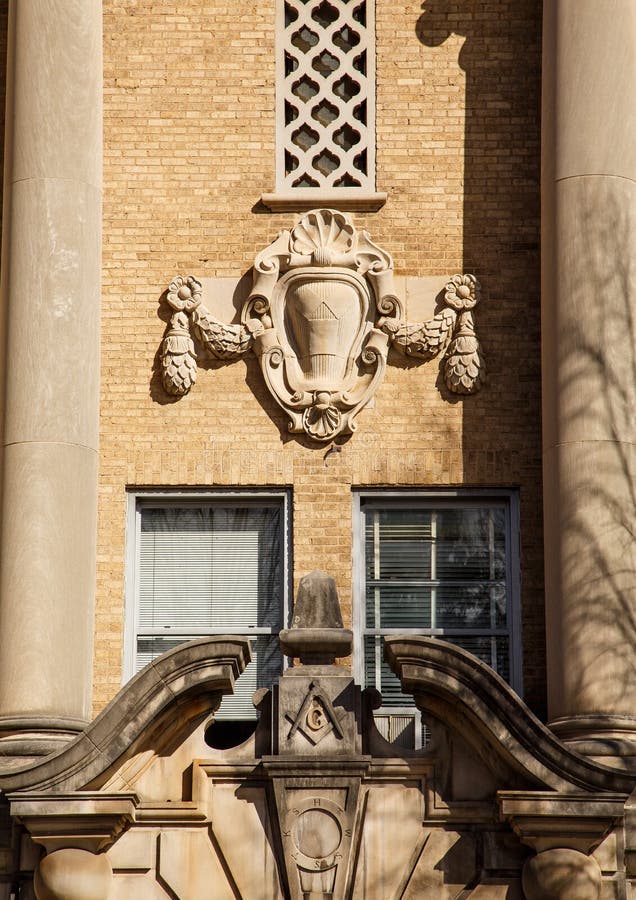 Crest on Old Masonic Building Stock Photo - Image of wall, crest: 32426194