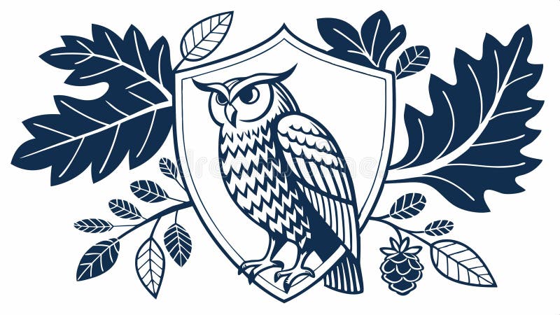 Crest with Owl and Shield Emblem Power Wisdom Symbol Vector Design ...