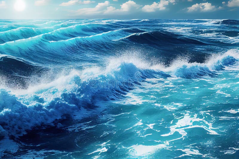 Crest of a Wave in the Sea on a Sunny Day. Generative AI, Generative ...