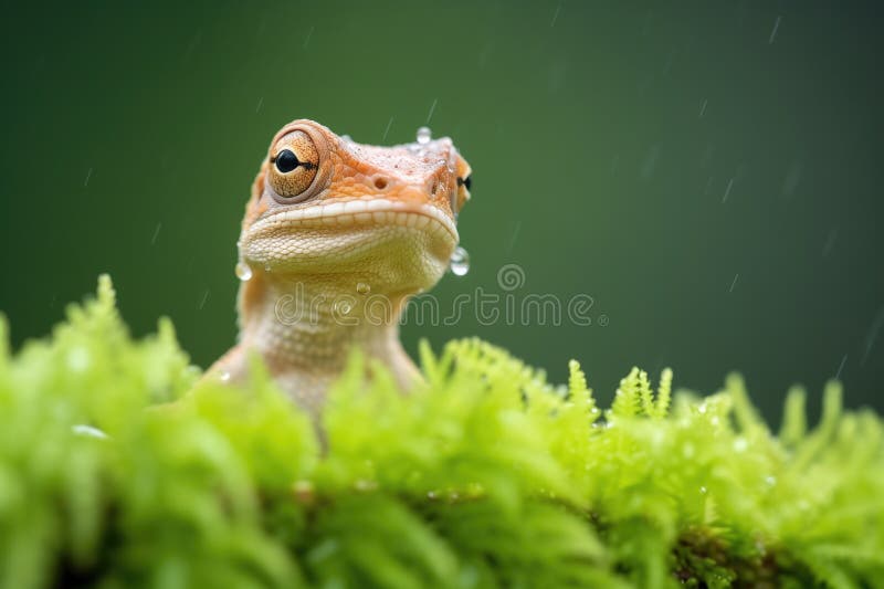 Crested Anole with Dewlap Out among Ferns Stock Photo - Image of ...
