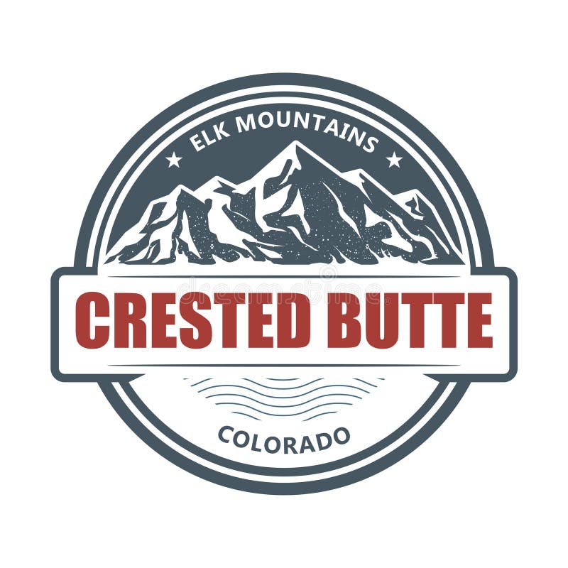 Crested Butte Resort, Colorado Resort Emblem with Snow Covered Rock ...