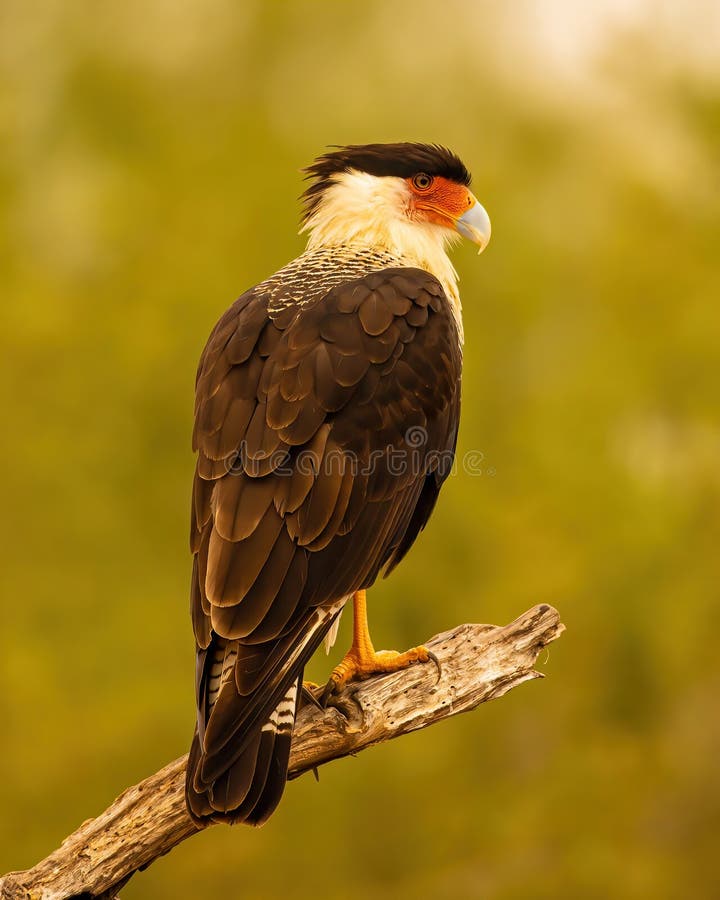 Crested Caracara Raptor Poses on Tree Limb Stock Image - Image of ...