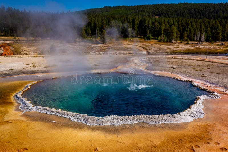 Crested Pool in Yellowstone Stock Photo - Image of horizontal, activity ...
