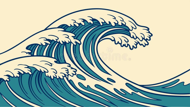 Cresting Ocean Wave, Dynamic Water Feature, Vector Design Generative AI ...