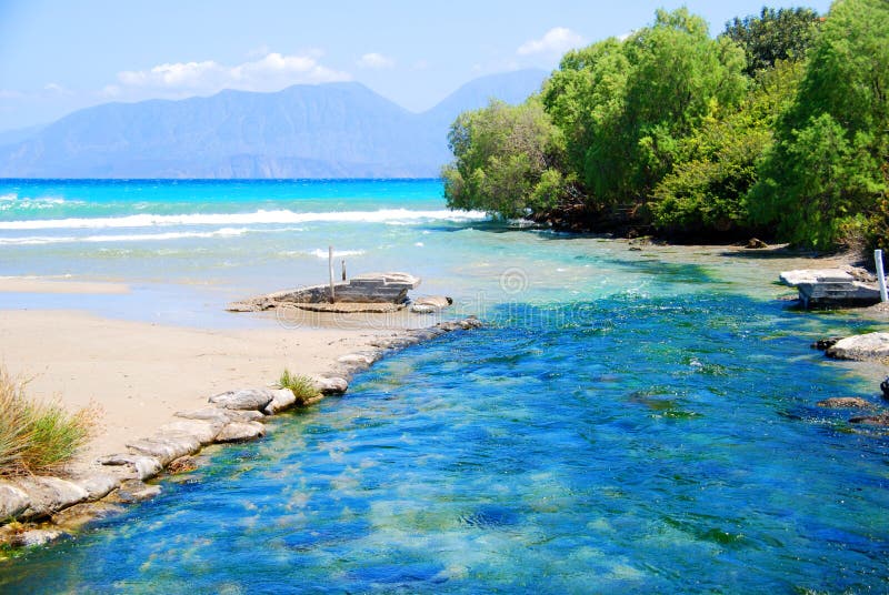 Cretan sea and river stock photo. Image of almiros, nikolaos - 19832406