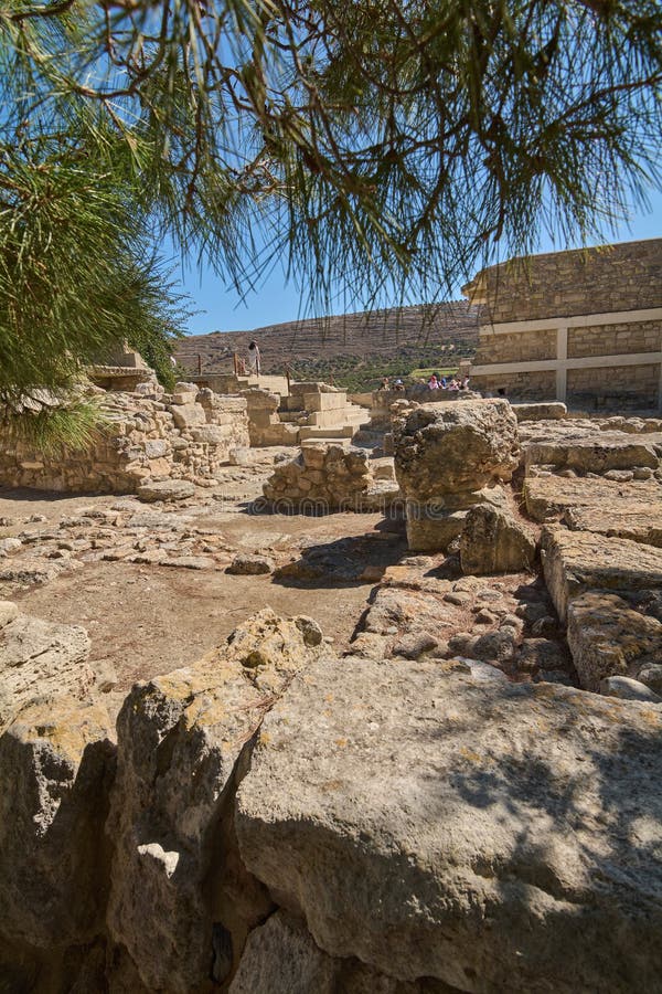 Crete.Greece - April 24, 2025: Knossos Archaeological Site with Stone ...