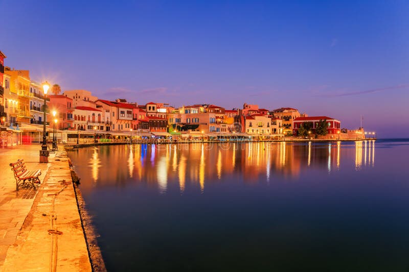 Crete, Greece. Port of Chania. Stock Photo - Image of place, famous ...