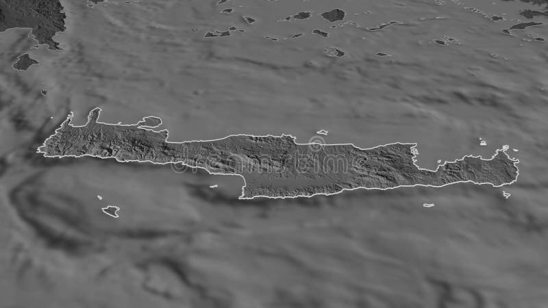 Crete, Greece - Outlined. Bilevel Stock Illustration - Illustration of ...