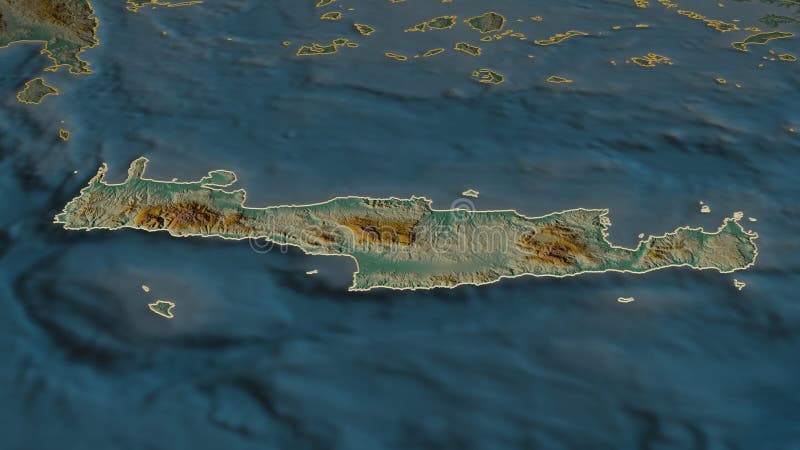 Crete, Greece - Outlined. Relief Stock Illustration - Illustration of ...