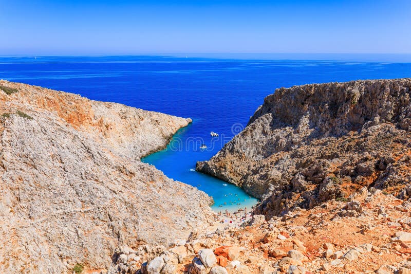 Crete, Greece. Seitan Limania Beach. Stock Photo - Image of lagoon ...