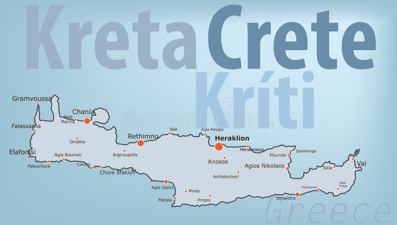 Map Crete stock vector. Illustration of overview, colored - 13198598