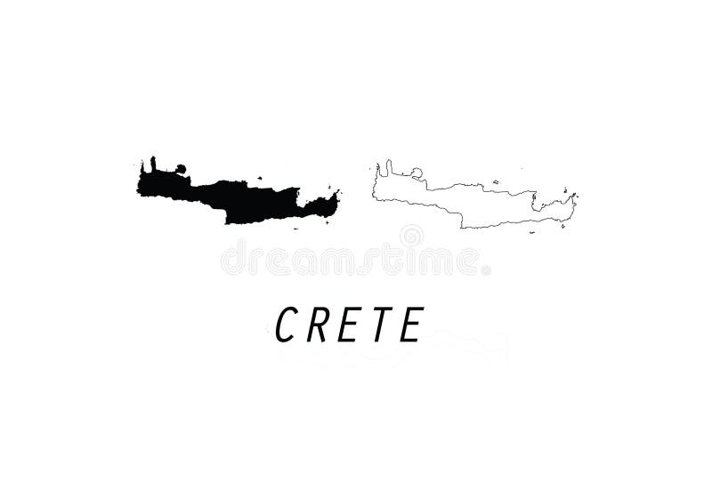 Crete Outline Map Country Shape Stock Vector - Illustration of ...