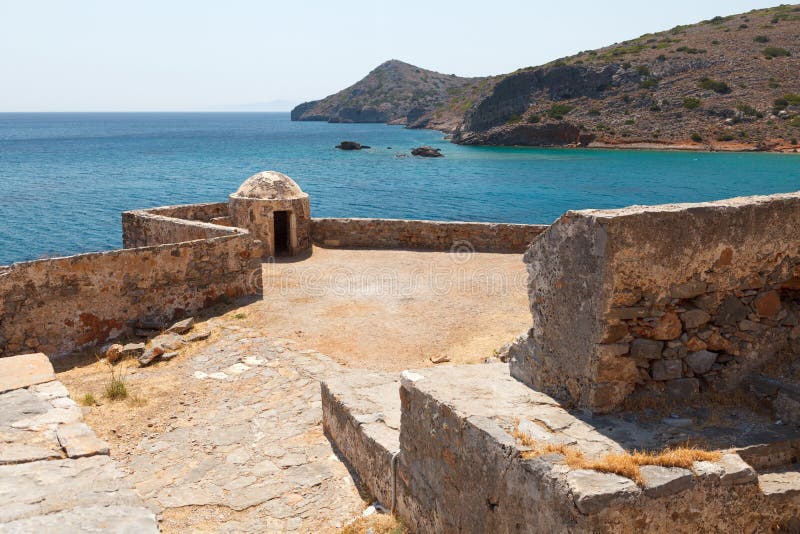 Crete Spinalonga Fortress Greece Stock Image - Image of europe, built ...