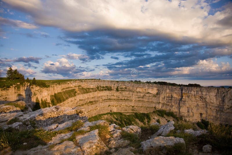 Creux du van stock image. Image of landslide, terrain - 12494753