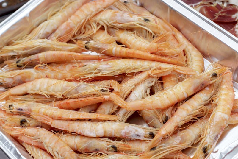 Crevettes Roses D'eau Profonde Cuites Image stock - Image du nourriture ...