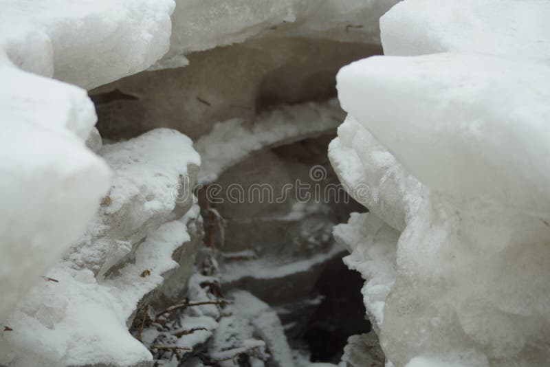 A crevice in the ice stock image. Image of crack, frozen - 214084847