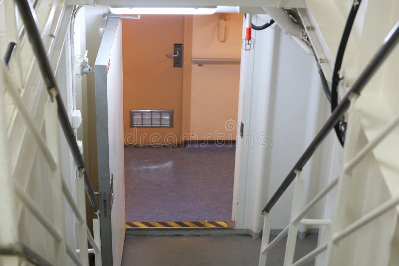 Cruise Ship Engine Room Interior with Water Tight Doors Stock Photo ...