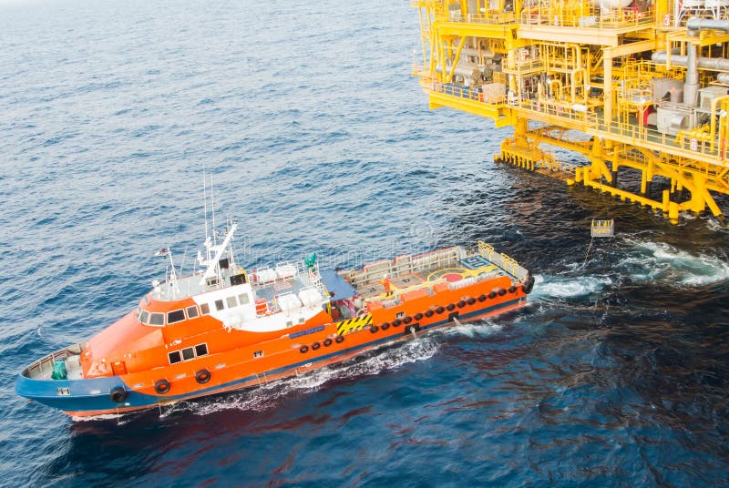 Crew Boat Oil Platform Yellow Color Stock Photos - Free & Royalty-Free ...