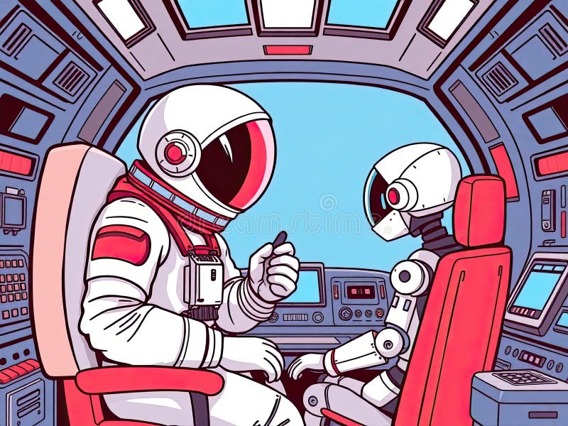 Crew Communication Inside Spacecraft Stock Illustration - Illustration ...