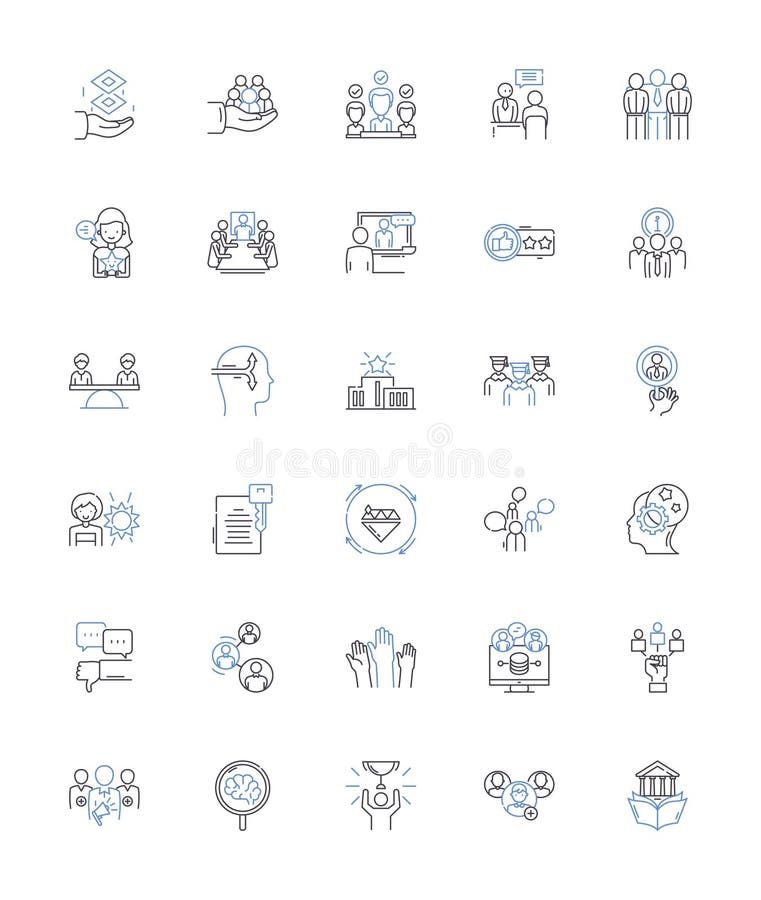 Crew Development Line Icons Collection. Teamwork, Leadership ...