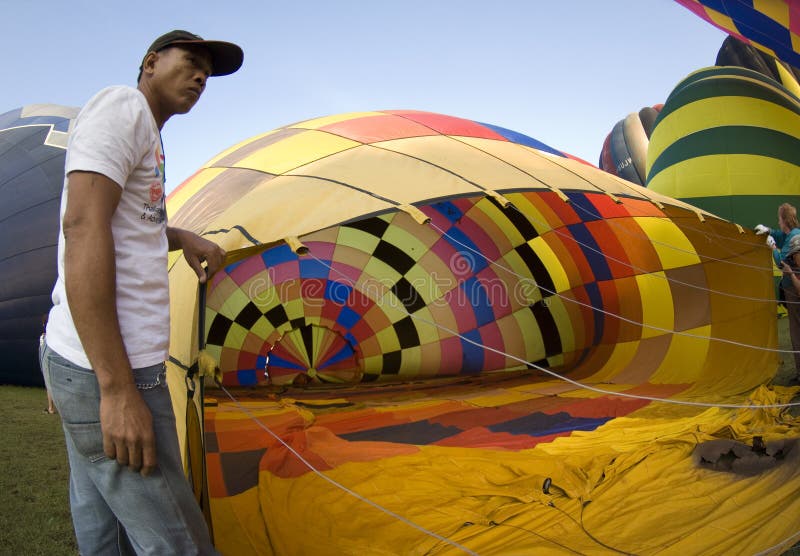 Crew Holds Open Balloon Envelope Editorial Stock Image - Image of ...