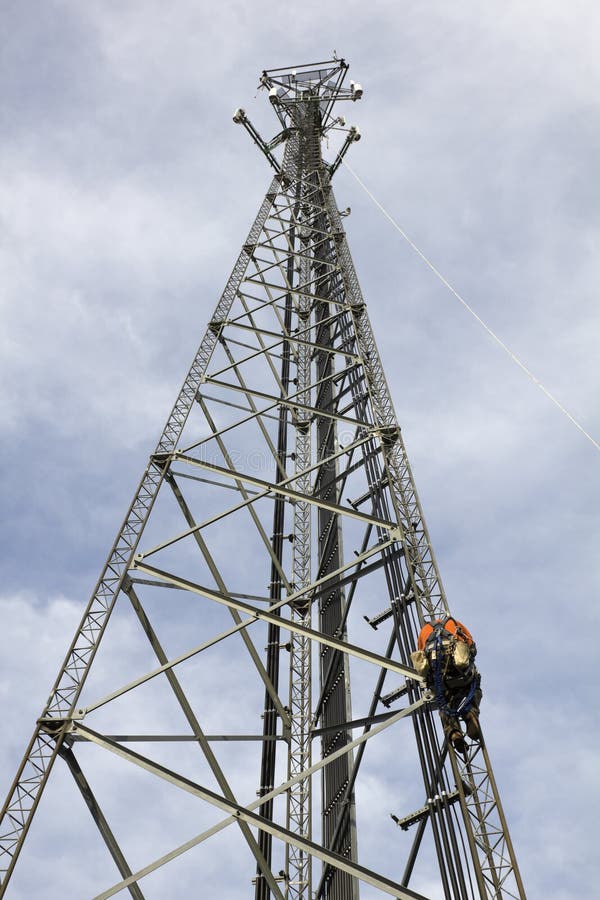 Crew Working on the Cell Tower Stock Photo - Image of crew, manual ...