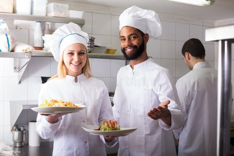 Crew of Professional Cooks Working at Restaurant Stock Image - Image of ...