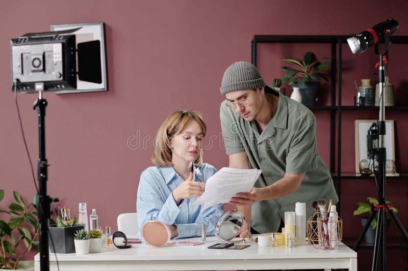 Crew Reading Script stock photo. Image of props, preparation - 349952468