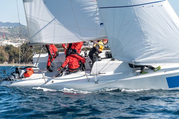 Crew Sailing Yacht during Regatta Stock Photo - Image of regatta ...