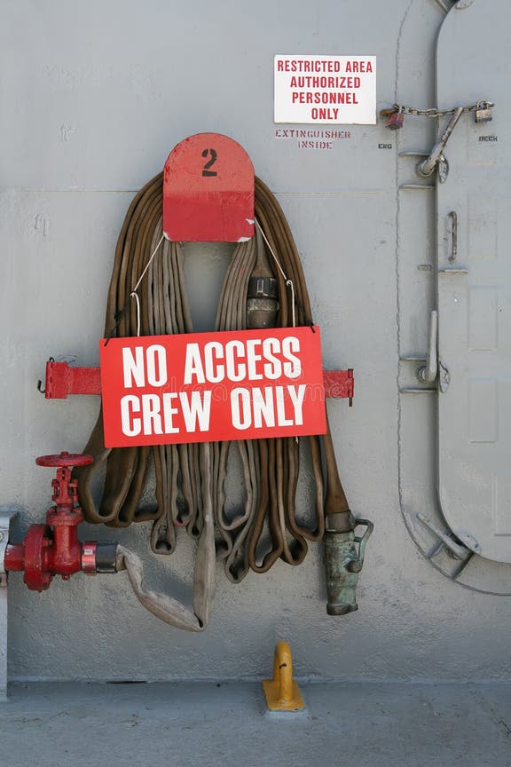 Crew only Sign stock photo. Image of nozzle, ship, personnel - 1336450