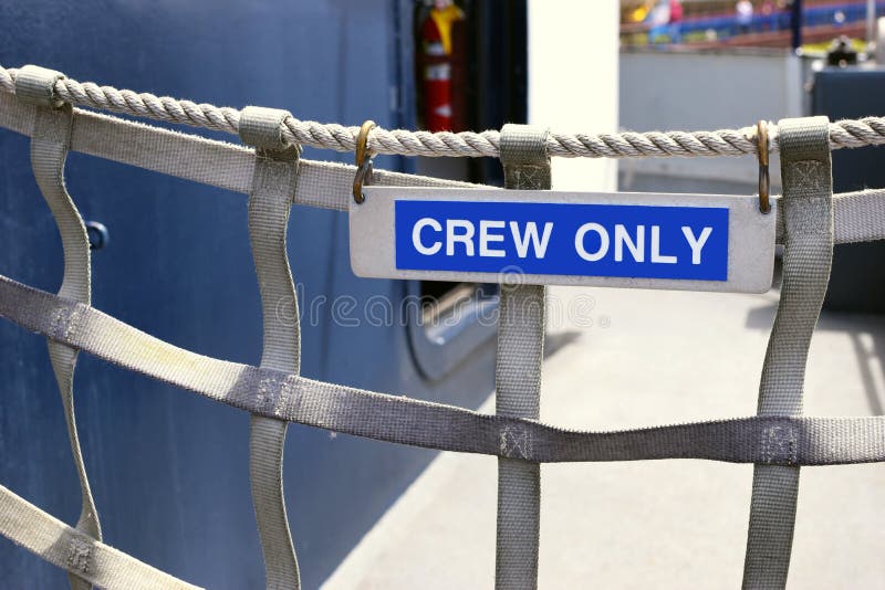 Crew only sign stock photo. Image of spanish, window - 32884548