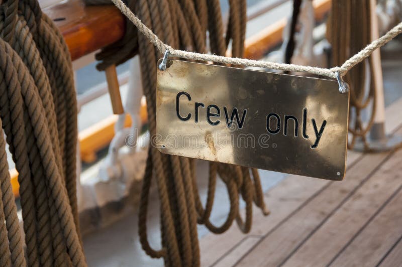 Crew only sign stock image. Image of selective, hanging - 57314989