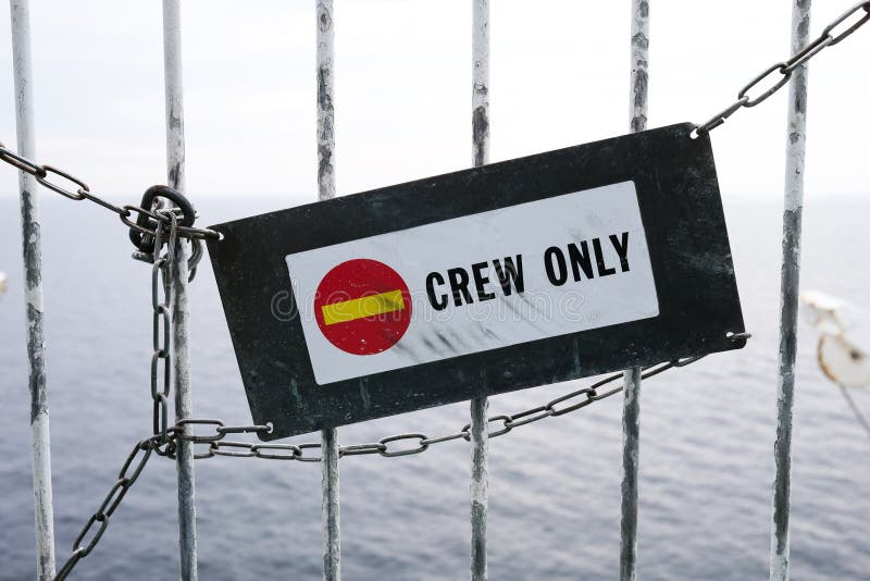 Crew only sign stock image. Image of selective, hanging - 57314989