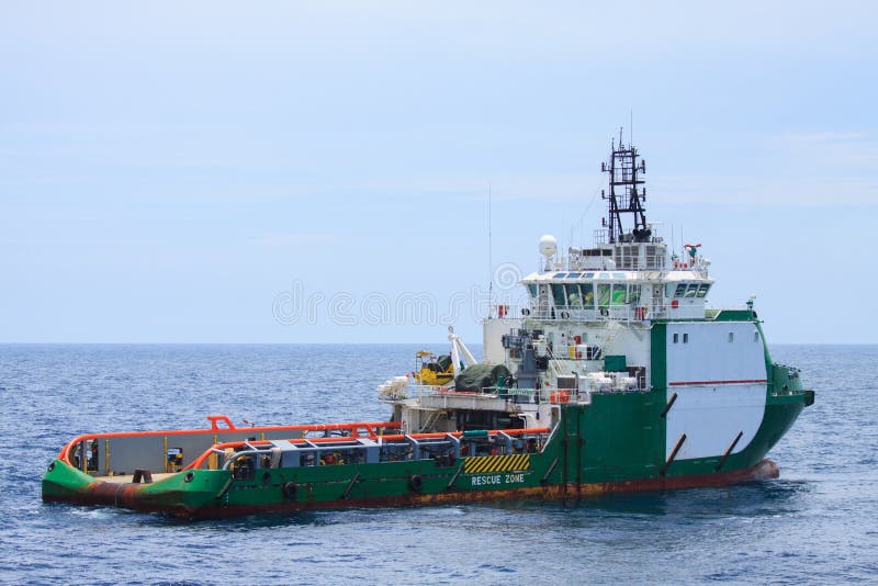 Crew and Supply Vessel Offshore or Supply Boat. Stock Photo - Image of ...
