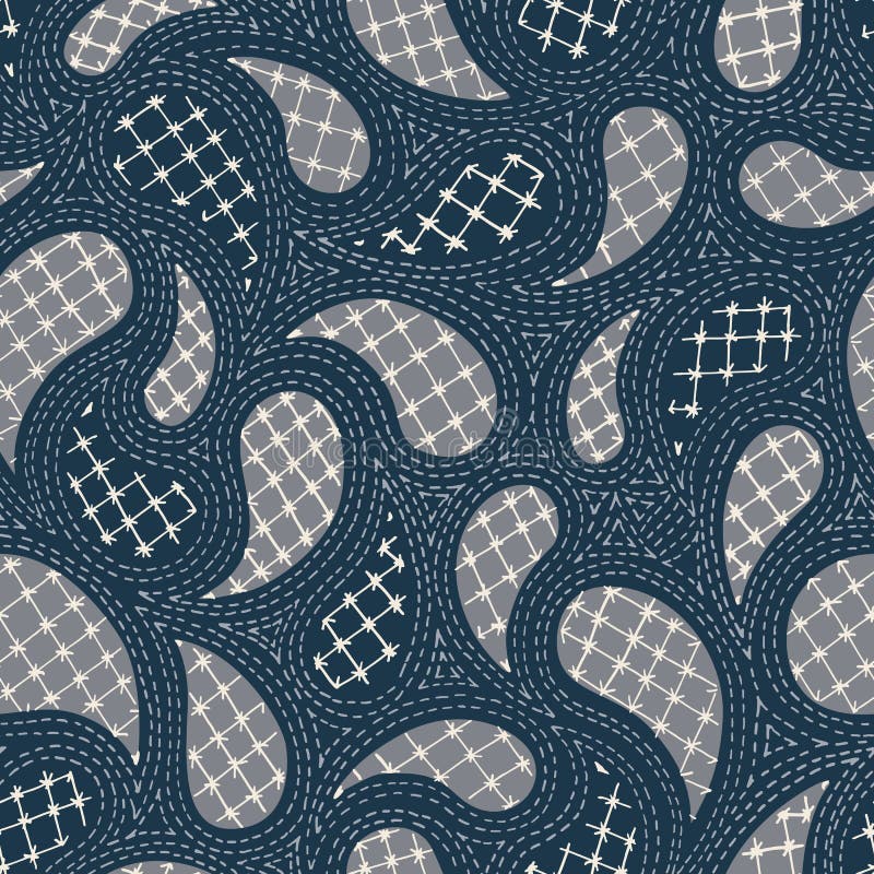 Crewel Embroidery Paisley Drops Lace Needlework Vector Seamless Pattern ...