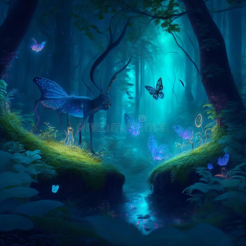 Enchanted Forest with Sparkles, Mythical Plants and Creatures, Magical ...