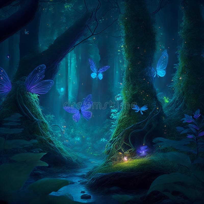 Enchanted Forest with Sparkles, Mythical Plants and Creatures, Magical ...