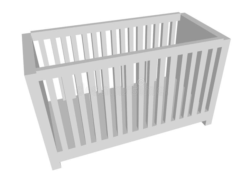 Crib isolated on white stock illustration. Illustration of childhood ...