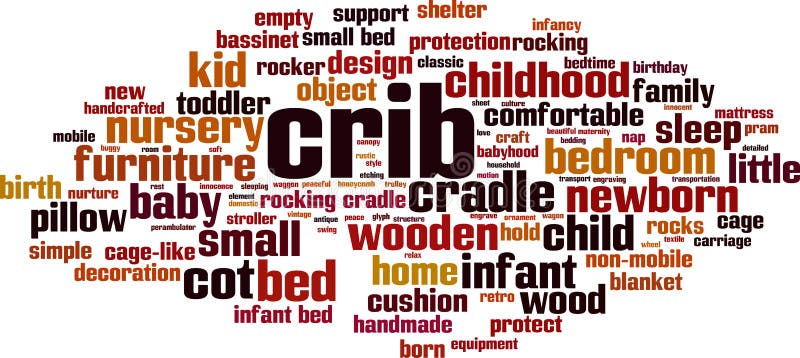 Crib word cloud stock vector. Illustration of handmade - 189122972