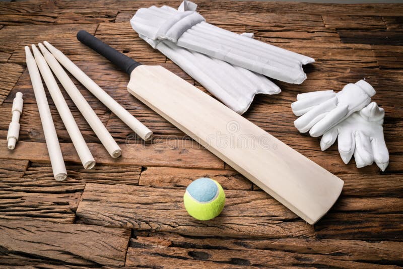 Cricket Accessories and Tools on Textured Backdrop Stock Photo - Image ...