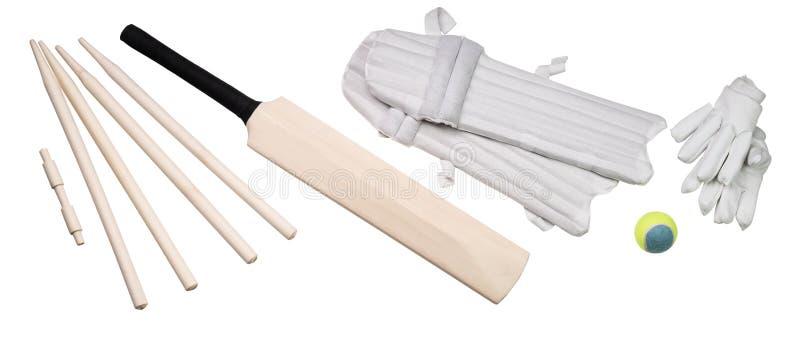 Cricket Accessories and Tools on White Surface Stock Image - Image of ...
