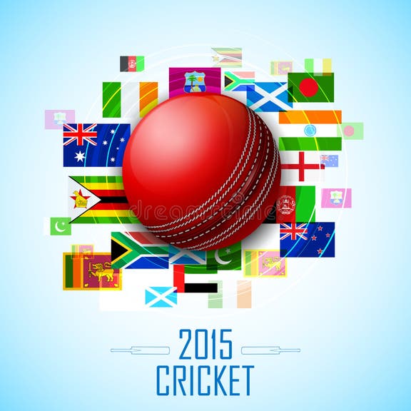 Cricket Ball with Different Participating Countries Flag Stock Vector ...