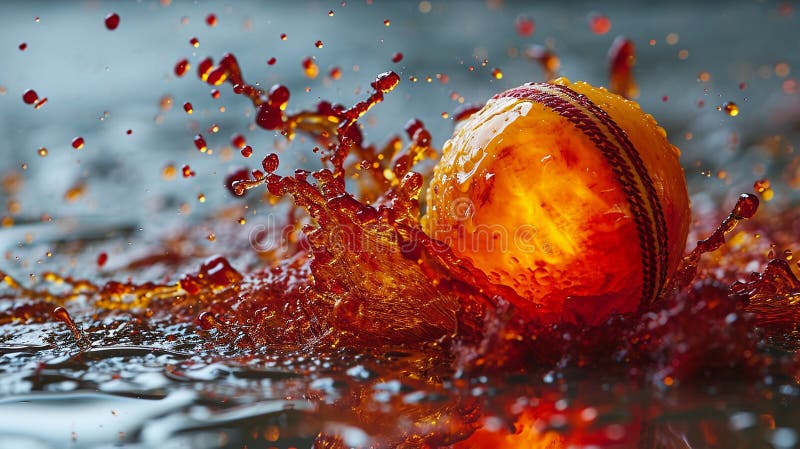 Cricket Ball on Fire Background Stock Illustration - Illustration of ...