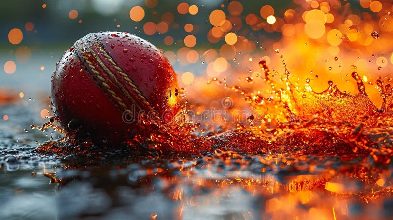 Burning Cricket Ball Flying through the Air with Flames Stock Vector ...