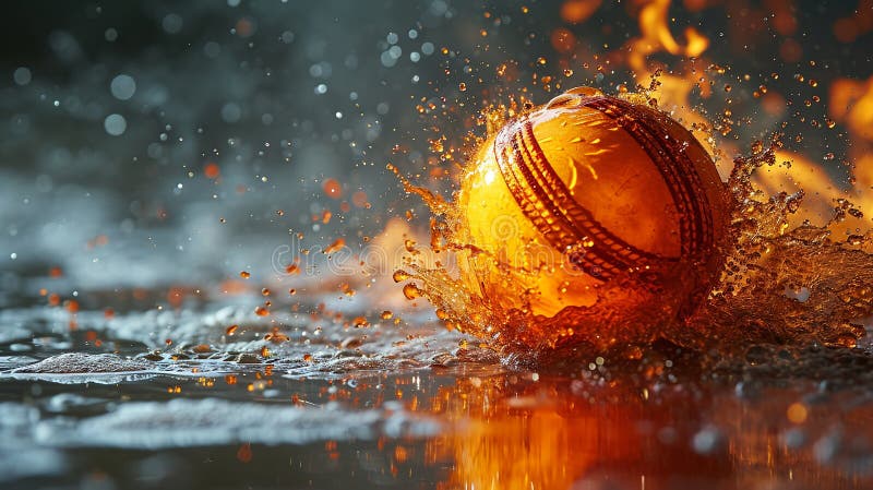 Cricket Ball on Fire Background Stock Illustration - Illustration of ...