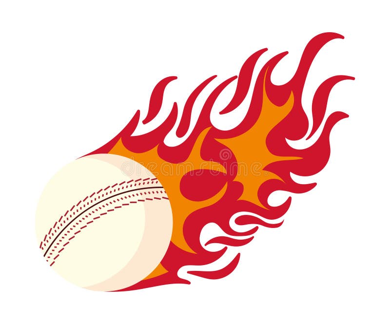 Cricket ball on fire stock illustration. Illustration of match - 300499322