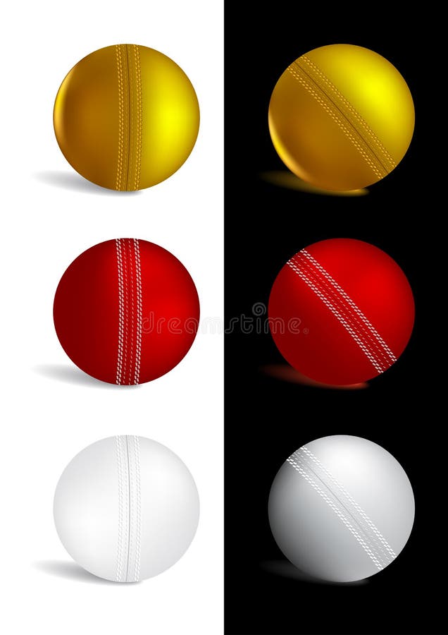 Cricket Ball in Gold, Red and White Colors Stock Vector - Illustration ...