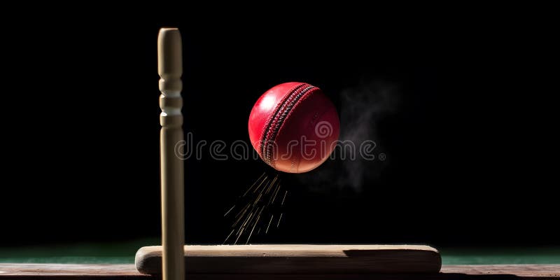 A Cricket Ball Hitting the Wicket and Knocking Off a Bail One Created ...